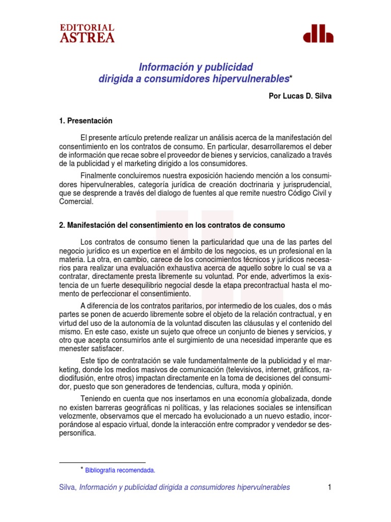 Información y Publicidad Dirigida A Consumidores Hipervulnerables | PDF | Los consumidores ...