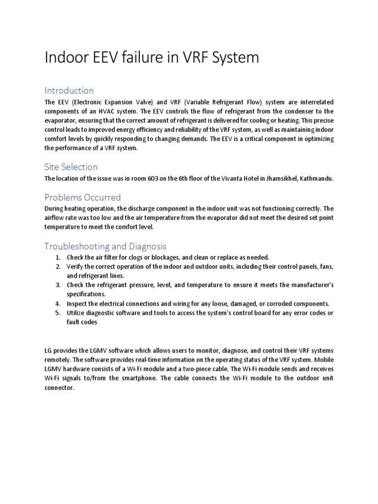 Indoor EEV Failure in VRF System. Bces | PDF | Pump | Leak