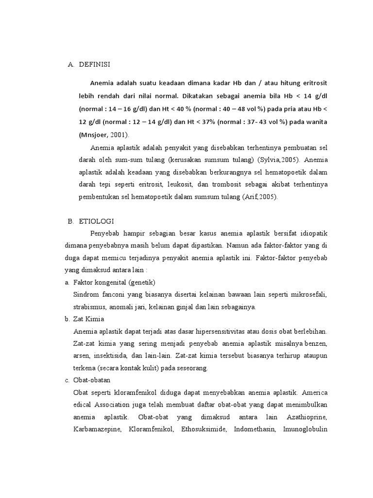 Laporan - Pendahuluan - Anemia Aplastik Pada Anak | PDF