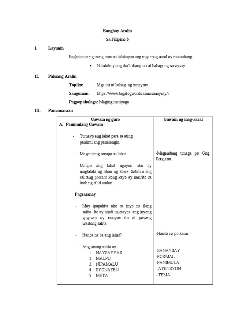 Banghay Aralin | PDF