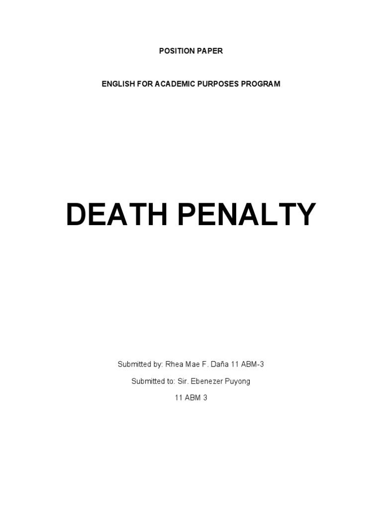 Death Penalty - Position Paper | Download Free PDF | Capital Punishment ...