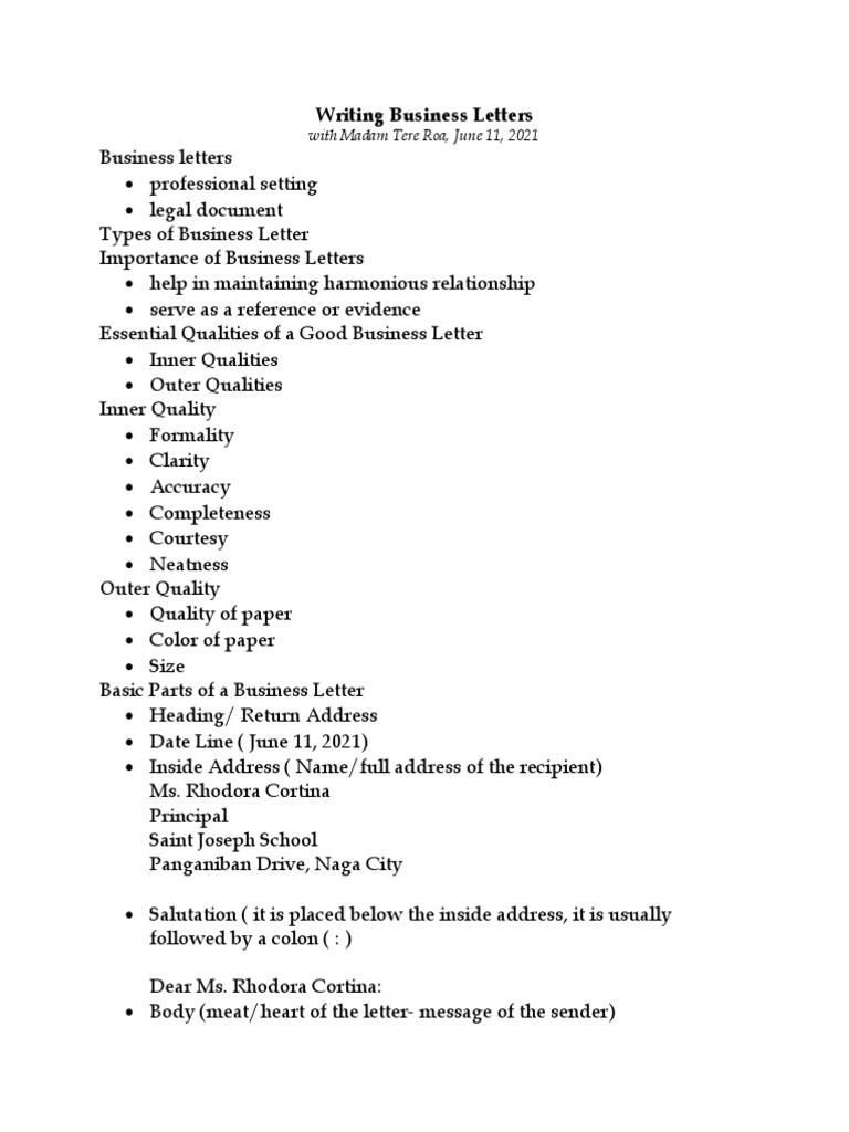 Writing Business Letters | PDF