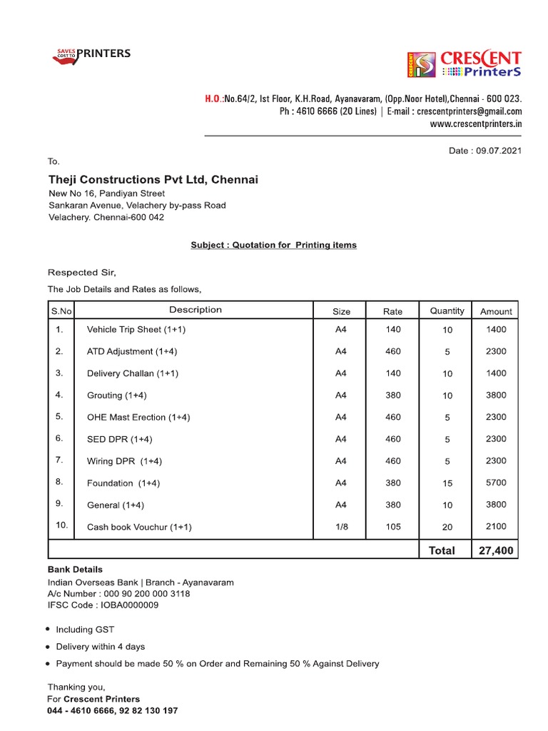 Crescent Printers | PDF