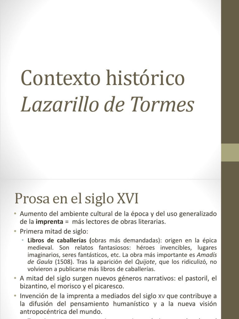 Contexto Histórico del Lazarillo de Tormes | PDF