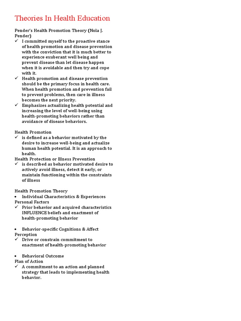 Theories in Health Education | PDF