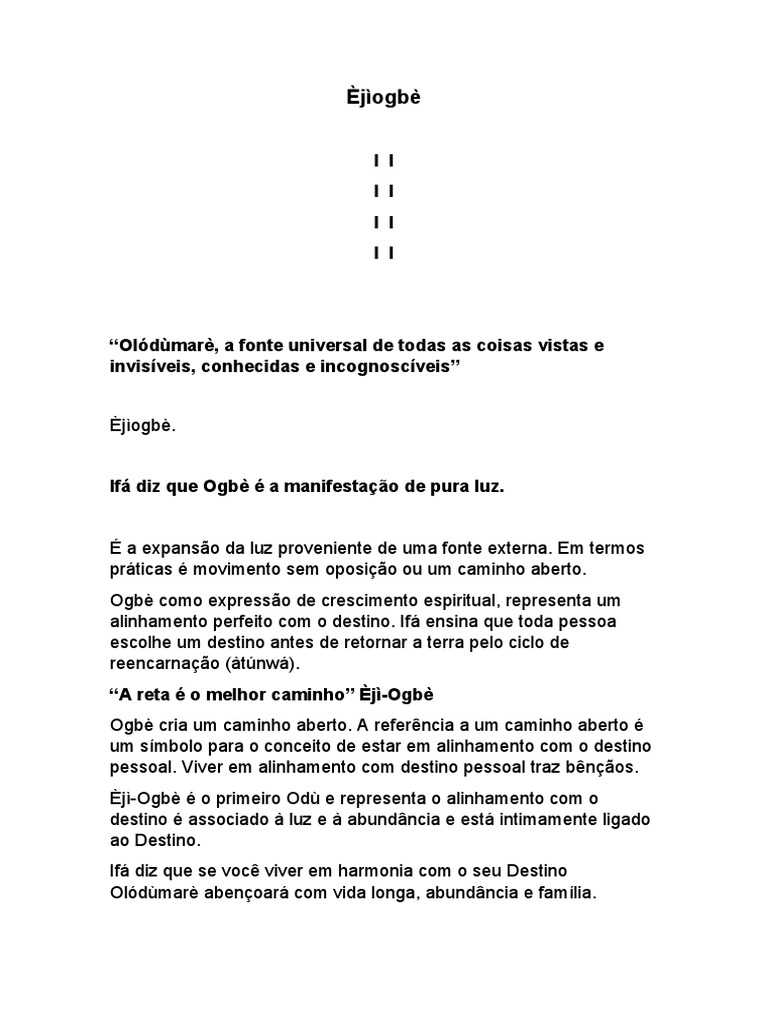 Èjìogbè - Encontro 1 Ijó Ifá | PDF | Destino | Vida