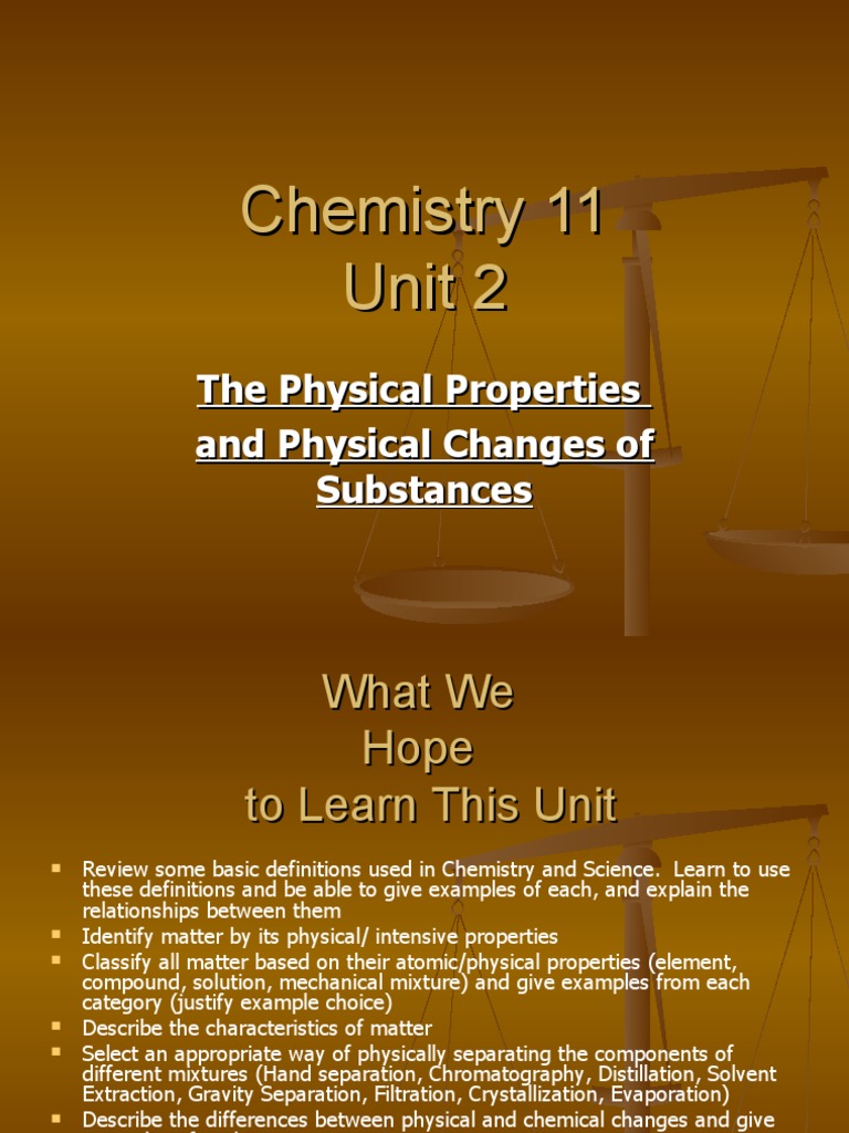 Chemistry 11 Unit 2 PPT Hebden | PDF | Mixture | Phase (Matter)