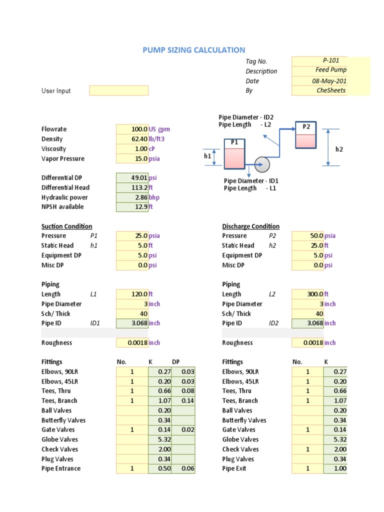 Pump Sizing Calculation | PDF | Valve | Pipe (Fluid Conveyance)