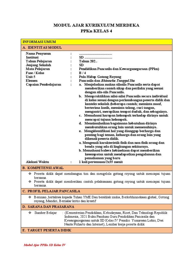 Modul Ajar PPKN BAB 5 | PDF