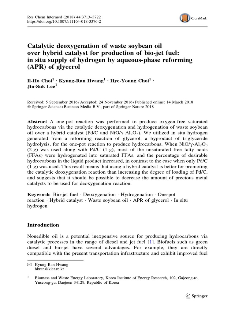 Catalytic Deoxygenation of Waste Soybean Oil Over Hybrid Catalyst For ...