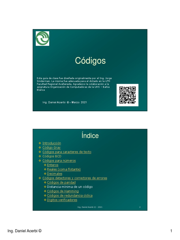 02 - Codigos - UNLaM - v3ppt | Descargar gratis PDF | Decimal codificado en binario | Ascii