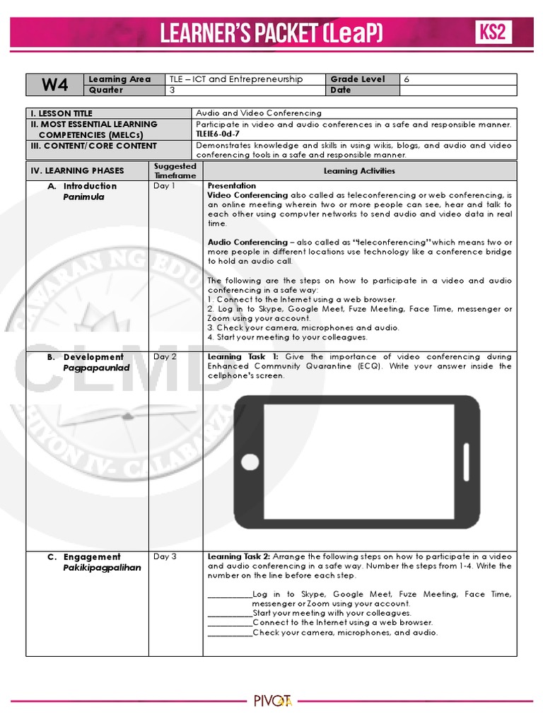 Epp Ict G6 W4 Pdf Videotelephony Web Conferencing 
