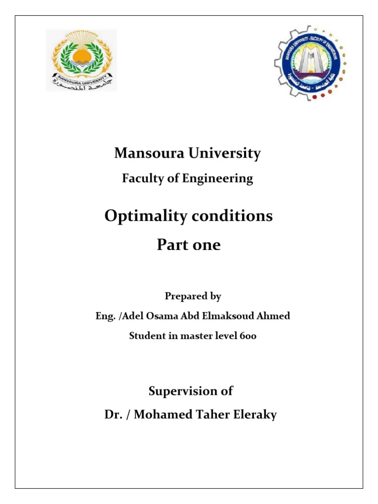 Optimality Conditions Pdf Mathematical Optimization Maxima And Minima 9503
