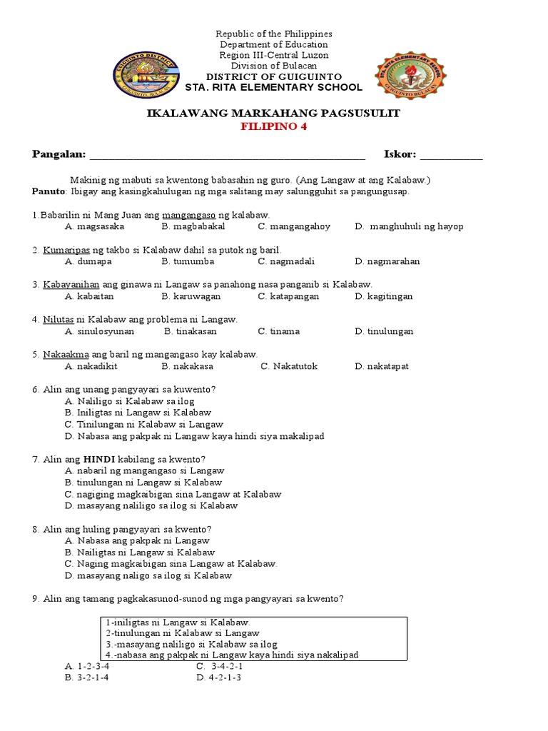 PT_FILIPINO 4_Q2 | PDF
