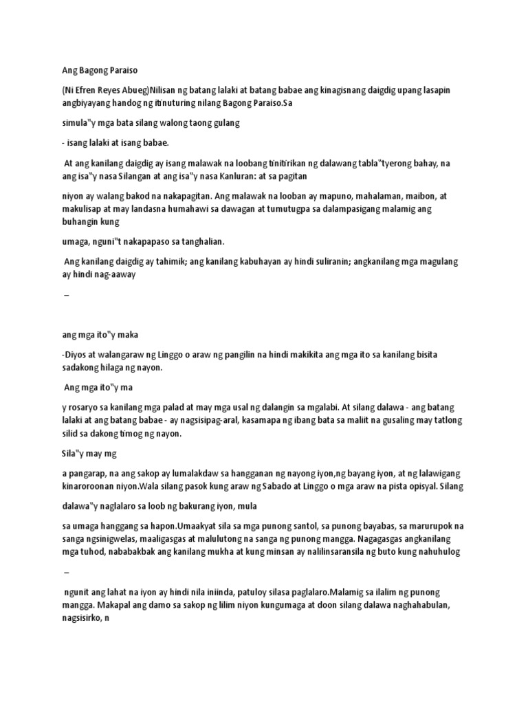 Ang Bagong Paraiso | PDF