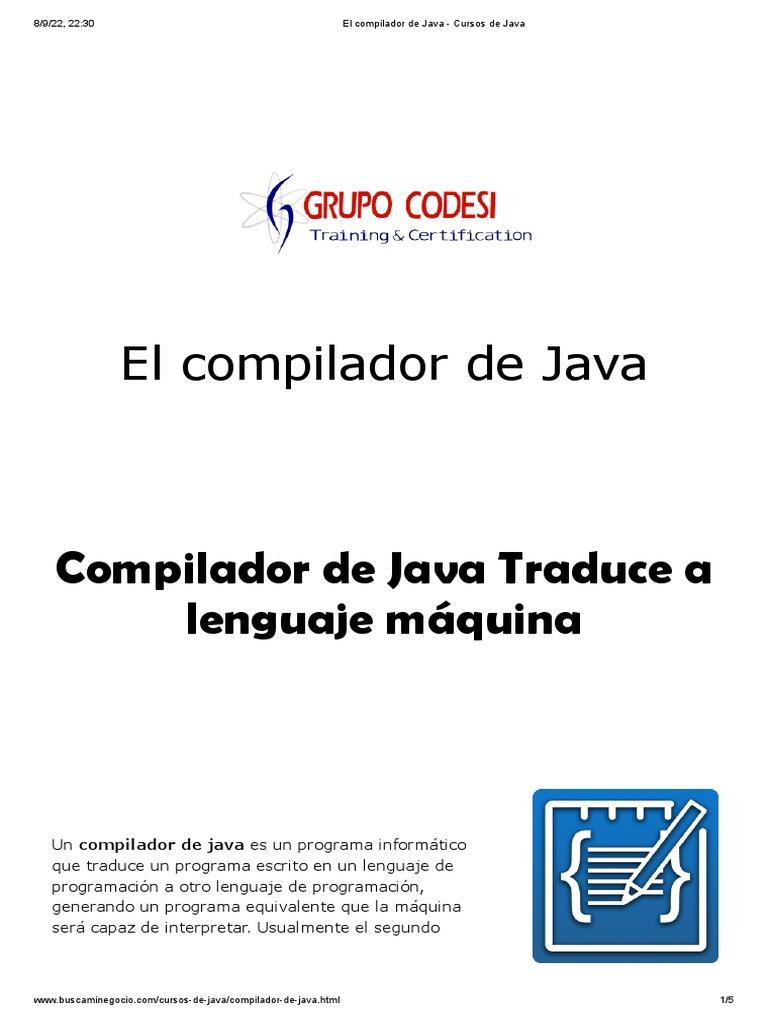 El Compilador de Java - Cursos de Java | PDF | Compilador | Lenguaje de ...