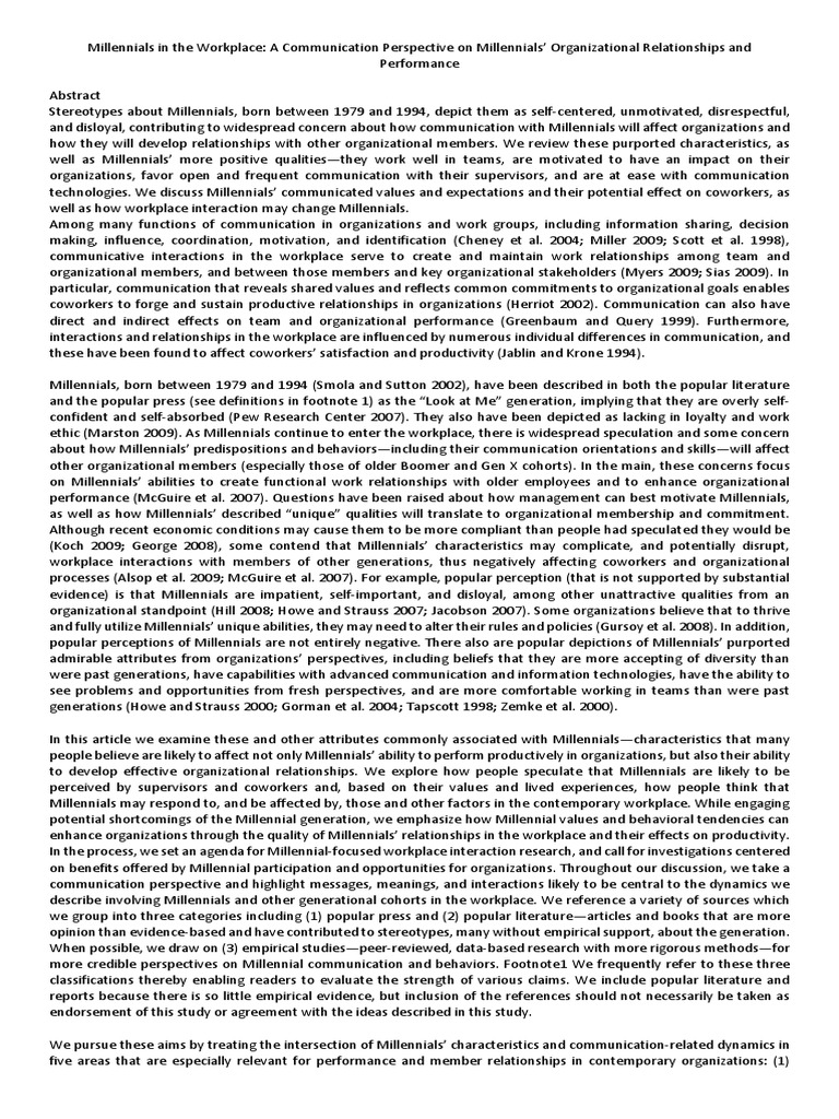 Millennials in The Workplace | PDF | Millennials | Motivational