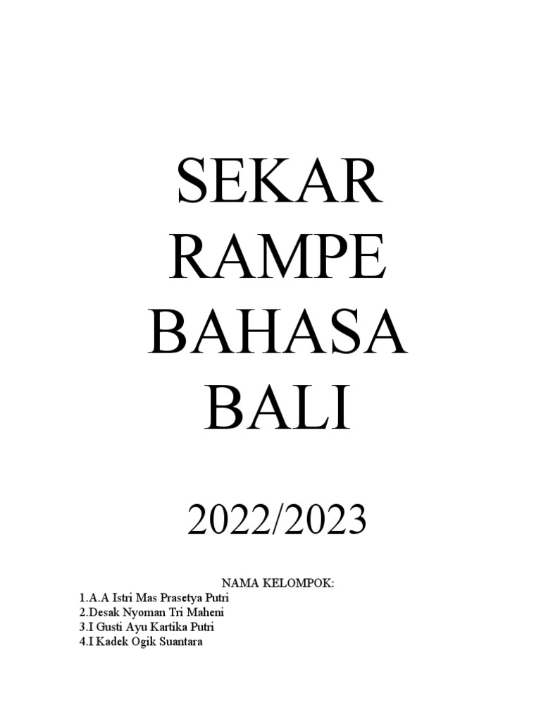 Sekar Rampe Bahasa Bali | PDF