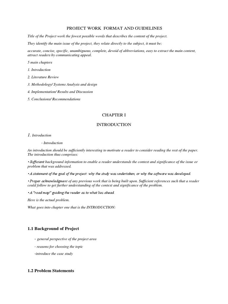 Project Work Format and Guidelines | PDF | Thesis | Methodology