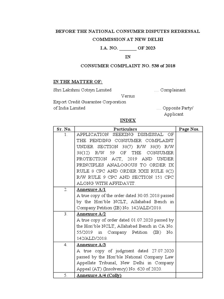 Application for Dismissal of Complaint | PDF | Finance & Money Management
