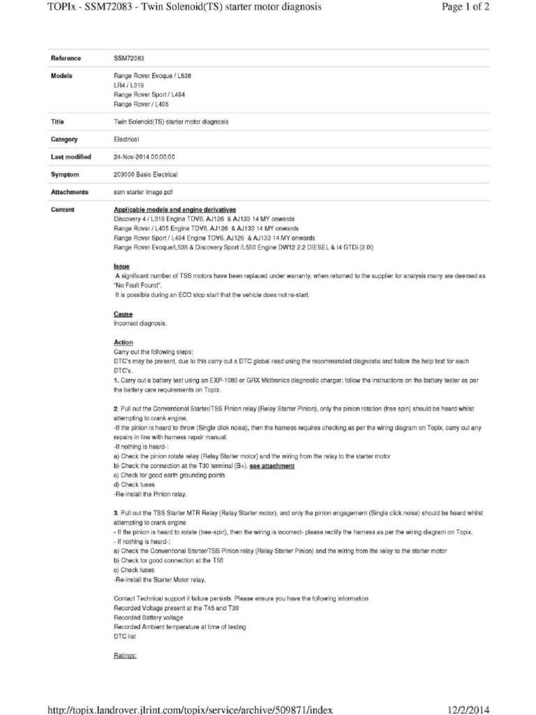 Reference: I L319 Engine TDV6, AJ126 | PDF | Relay | Electric Power