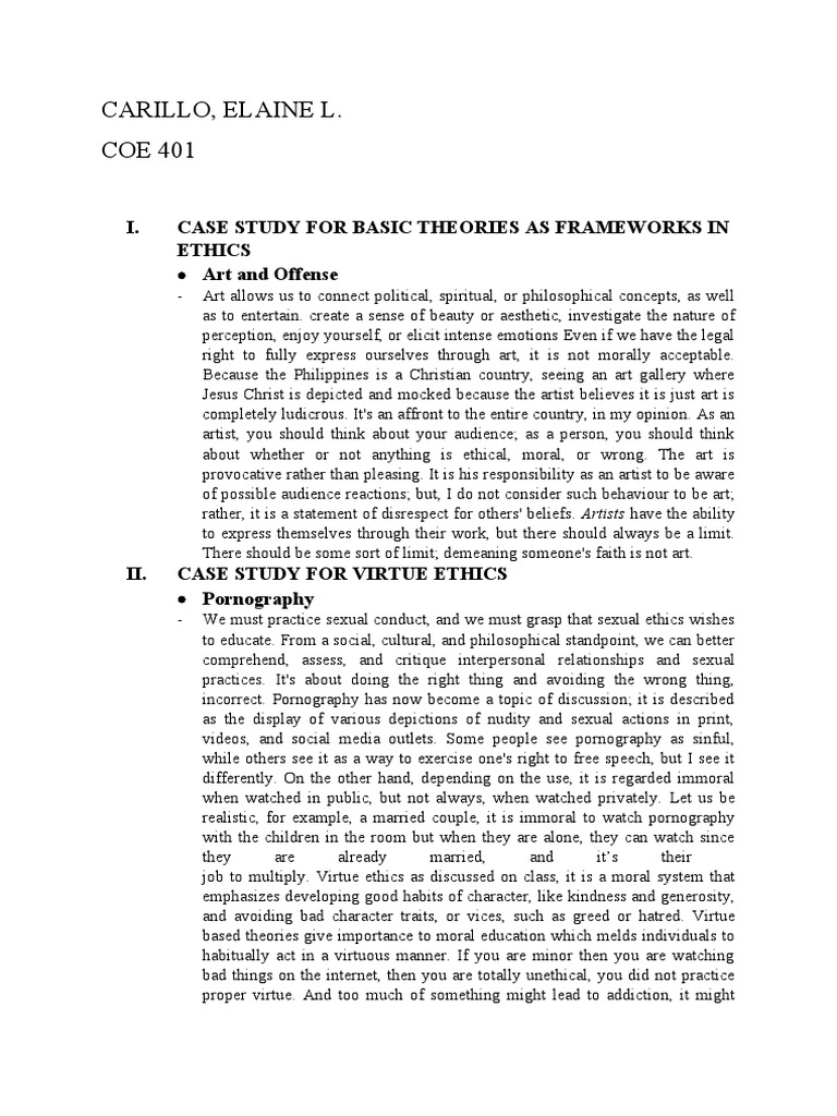 Analyzing Ethical Theories and Concepts Through Case Studies of ...