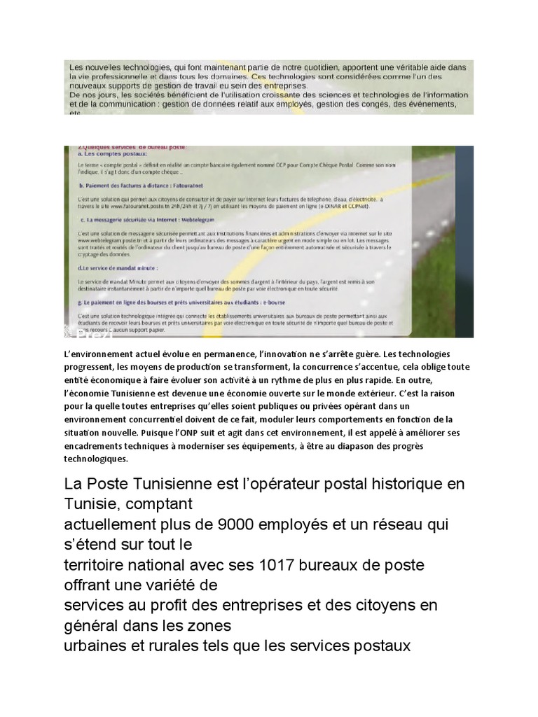 Stage à la Poste Tunisienne : Expérience enrichissante | PDF | Poste ...