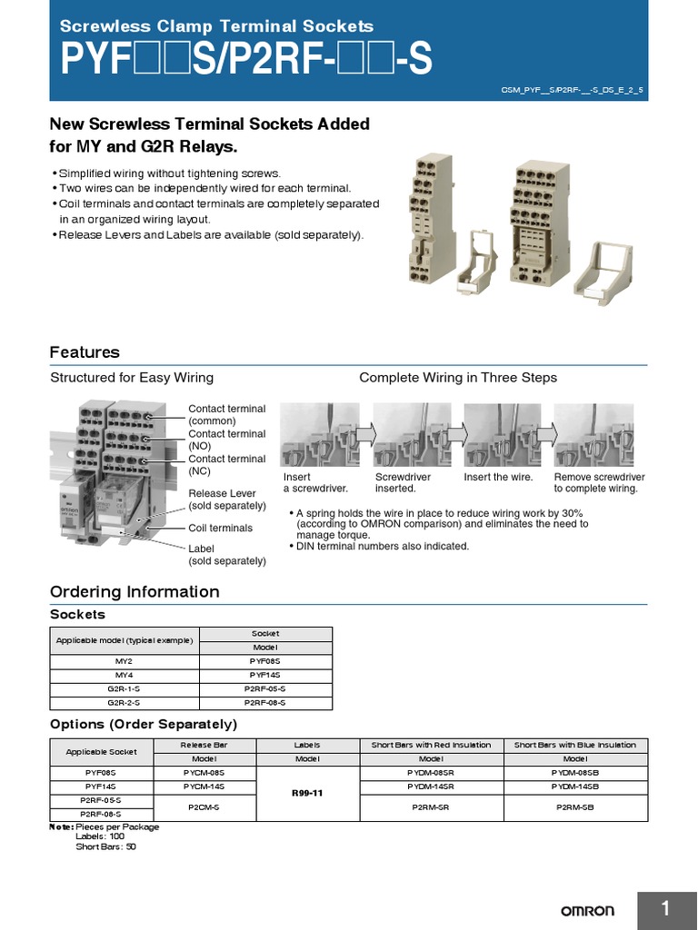PYF08S Eng Tds | PDF | Electrical Connector | Electrical Wiring