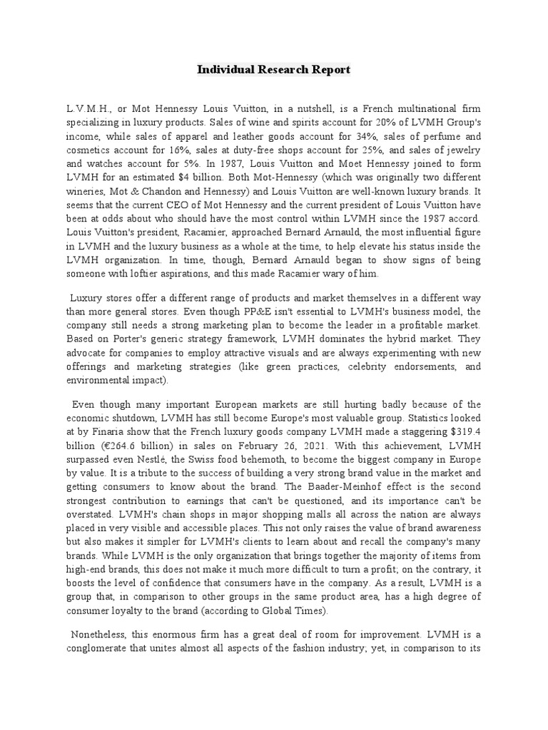 LVMH Report | PDF | Luxury Goods | Brand