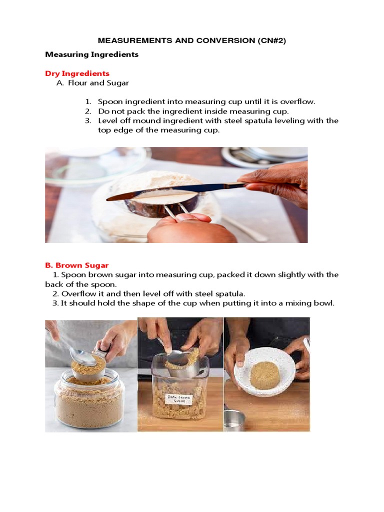 CN2. 3 MEASUREMENTS AND CONVERSION How To Measure Ingredients | PDF | Teaspoon | Cakes
