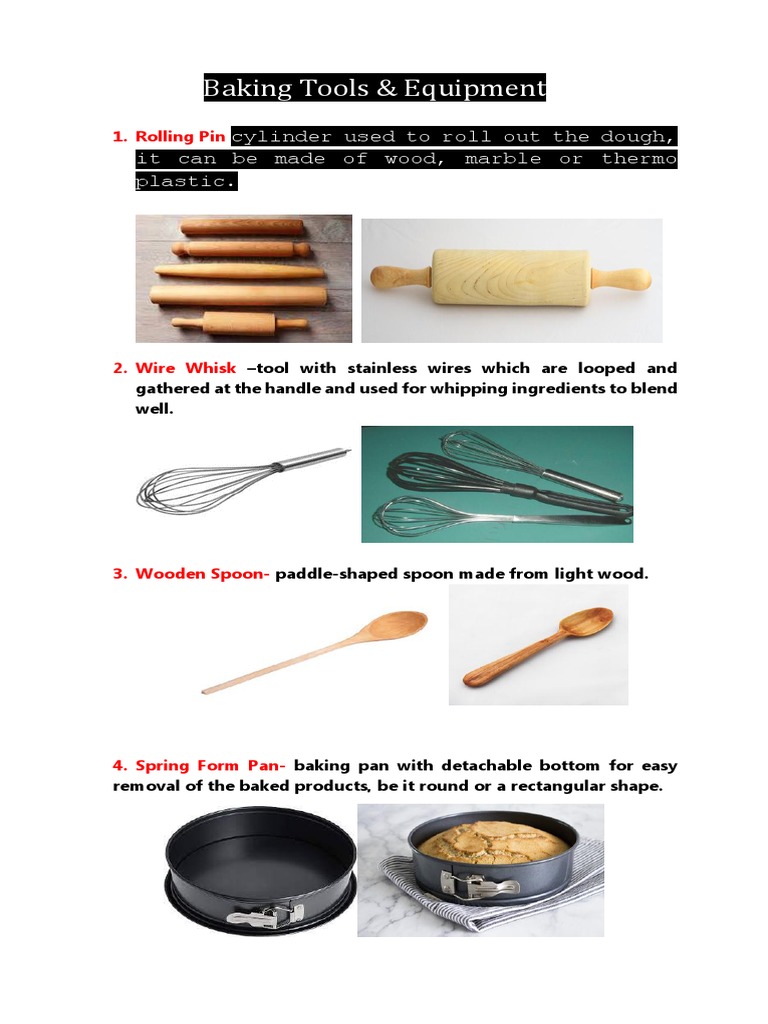 CN 1 BAKING TOOLS For Lesson Plan Picture | PDF | Cakes | Baking