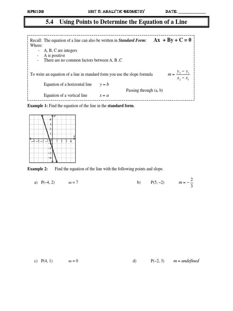 5.4 - Using Points To Determine The Equation of A Line | PDF