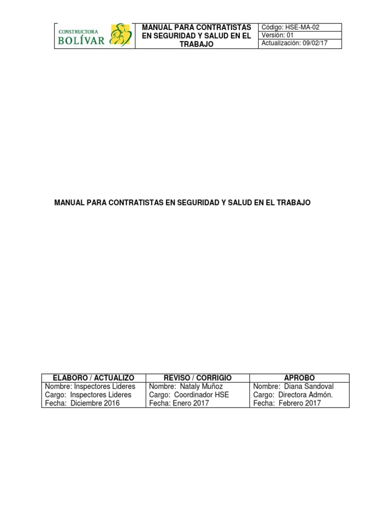 Manual para Contratistas SST 1 | PDF | Residuos | Contratista general