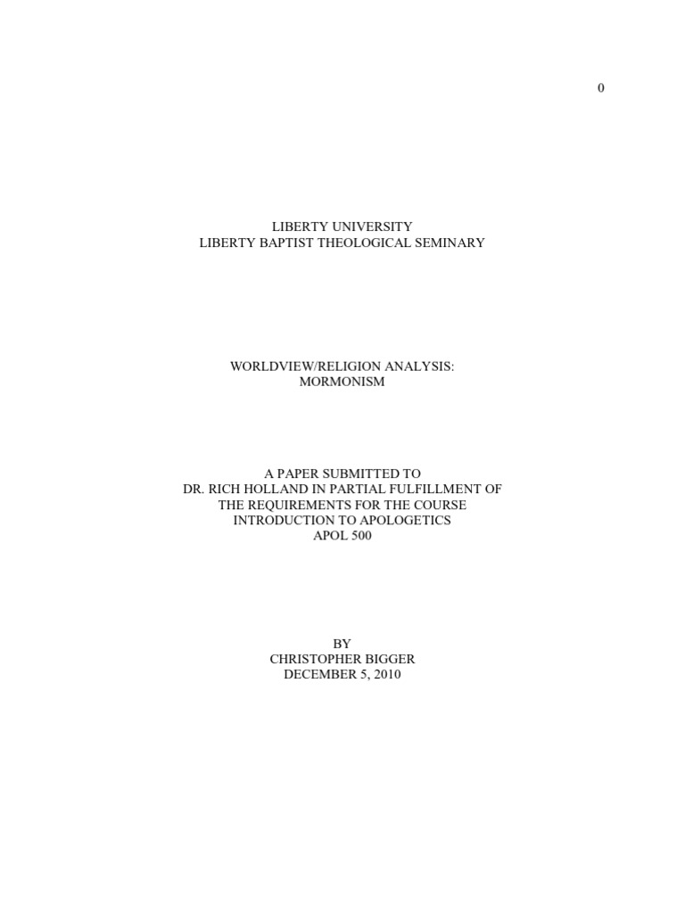 APOL 500 Bigger Worldview-Religion Analysis | PDF