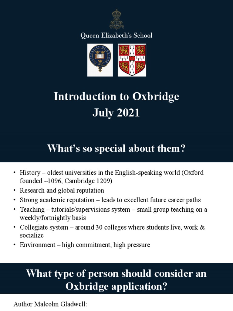 Introduction To Oxbridge July 2021 | PDF | University Of Oxford ...