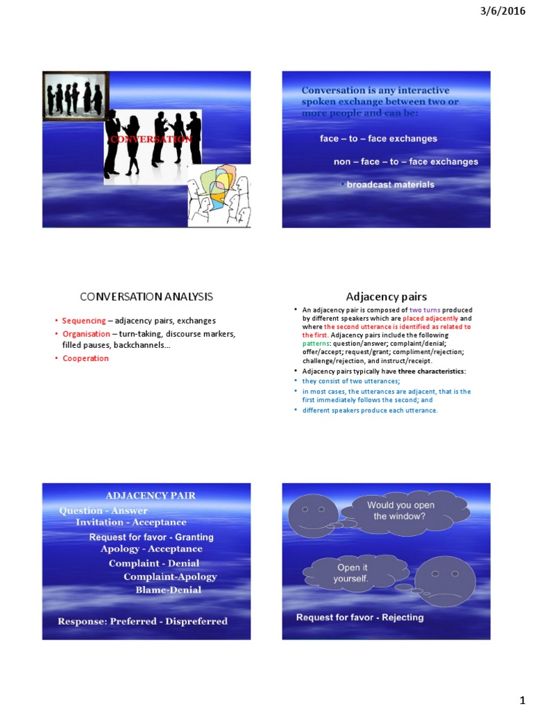 Adjacency Pairs and Conversation Analysis | PDF | Communication ...