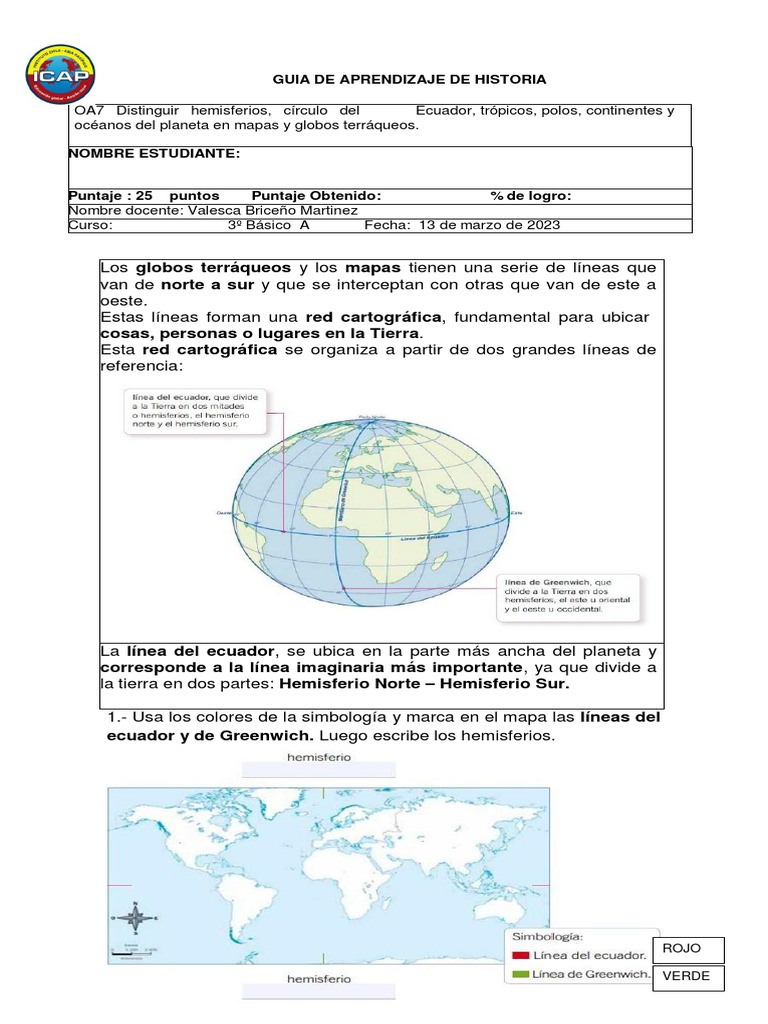 Hemisferios y Línea del Ecuador | PDF | Ecuador | Tierra
