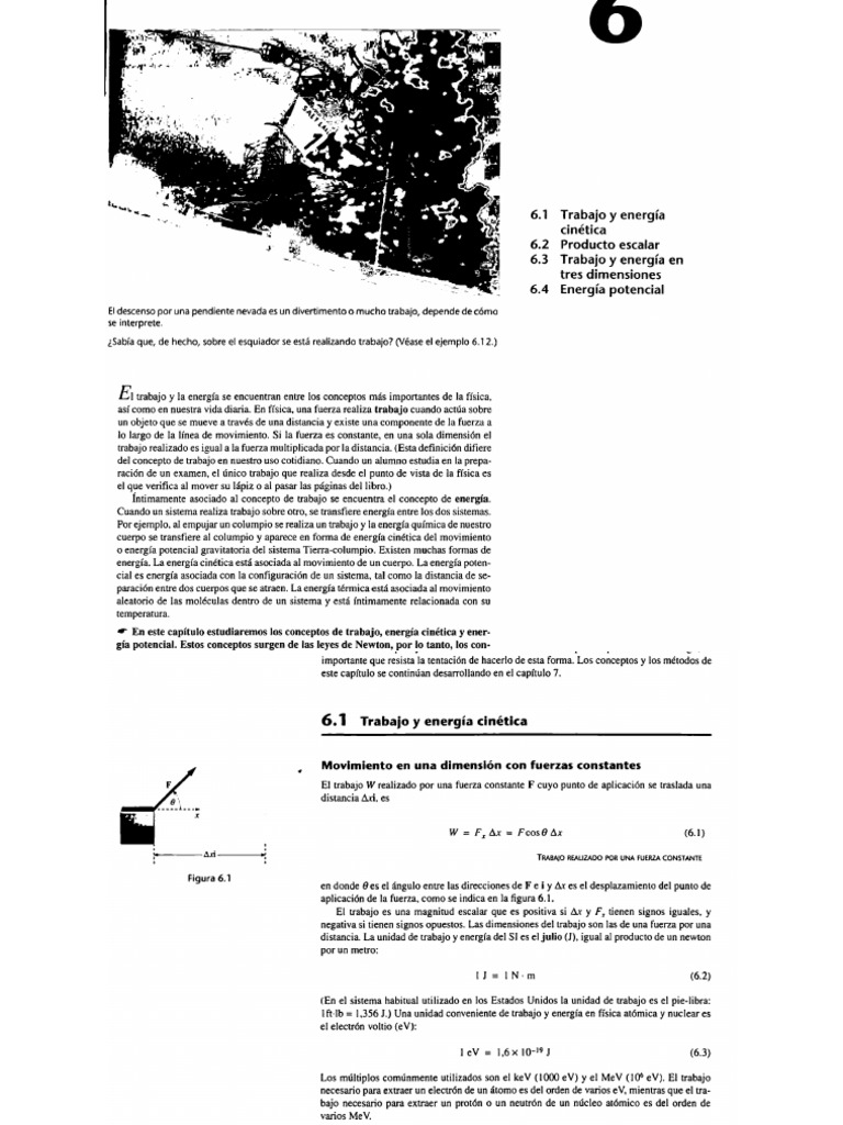 Fisica - Tipler - Vol 1. Cap 6 TRABAJO Y ENERGIA | PDF | Electronvoltio | Fuerza