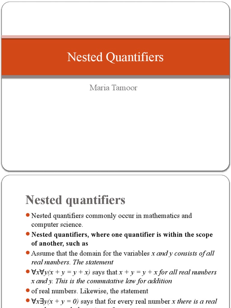 Nested Quantifiers: Maria Tamoor | PDF | First Order Logic | Applied ...