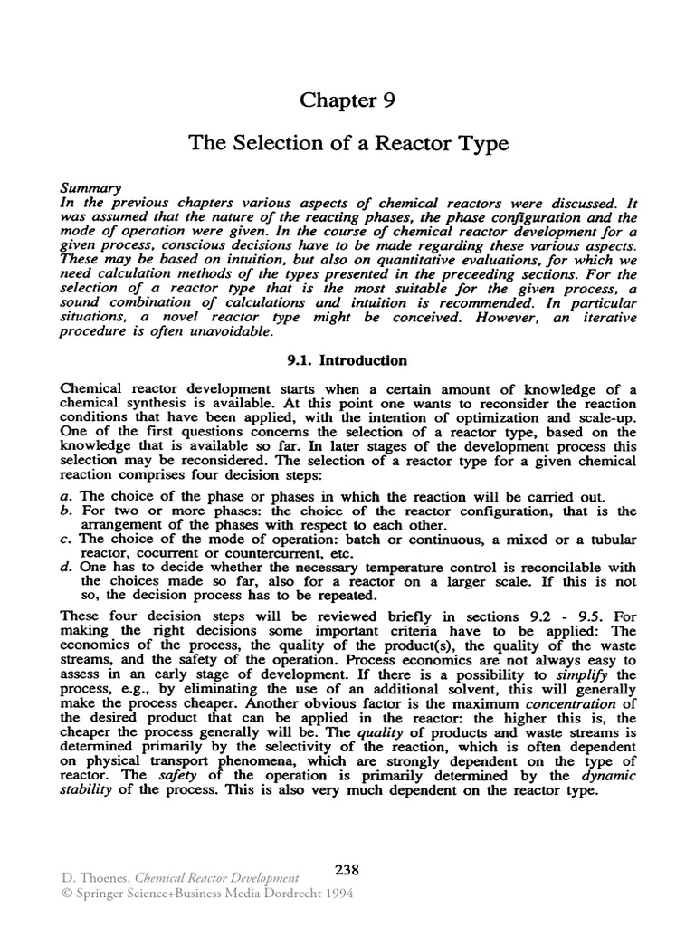 Reactor Selection Criteria | PDF | Chemical Reactor | Phase (Matter)