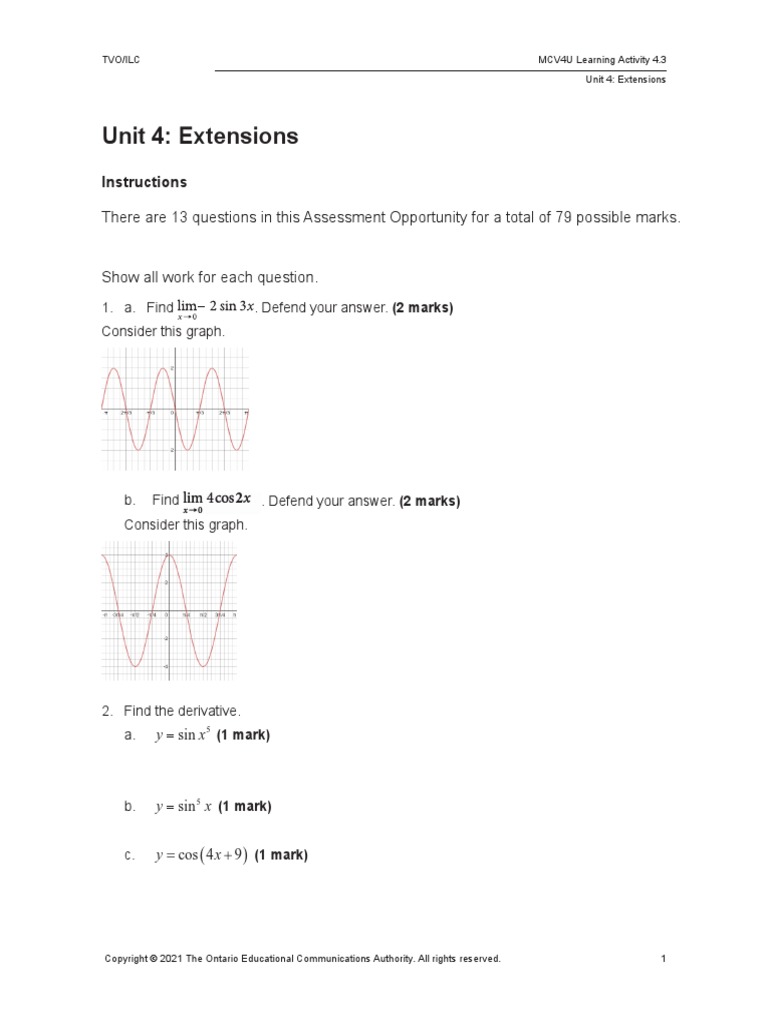 Unit 4: Extensions: Instructions | PDF | Volume | Area