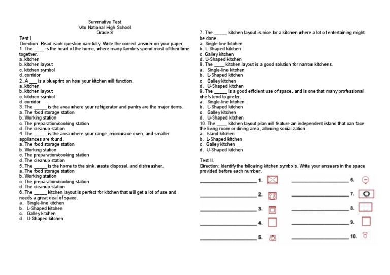 Grade 8 Summative | PDF | Kitchen | Home Economics
