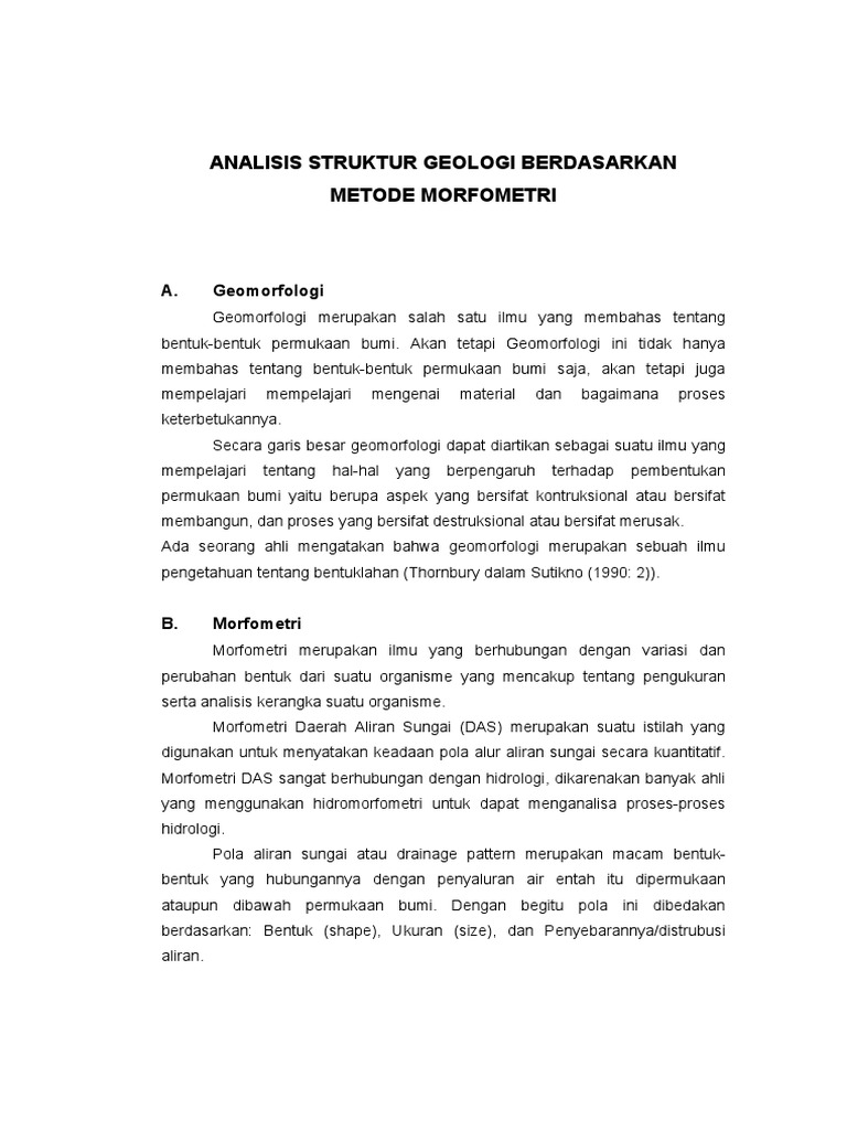 Resume Analisa Struktur Geologi Berdasarkan Morfometri | PDF