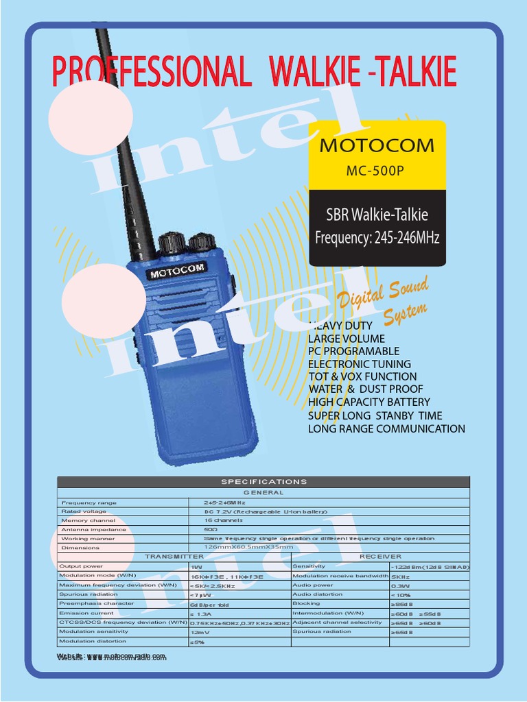 Heavy Duty Professional Walkie-Talkie with Digital Sound System, Long ...