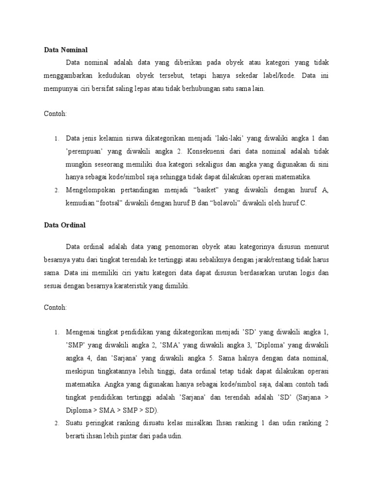 Jenis-jenis Data dan Contohnya | PDF