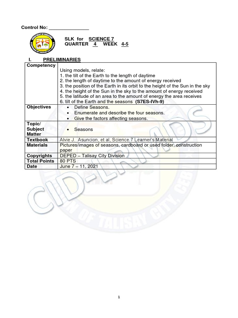 SCIENCE7-Q4 WEEk4-5 RABADON | PDF | Night | Earth