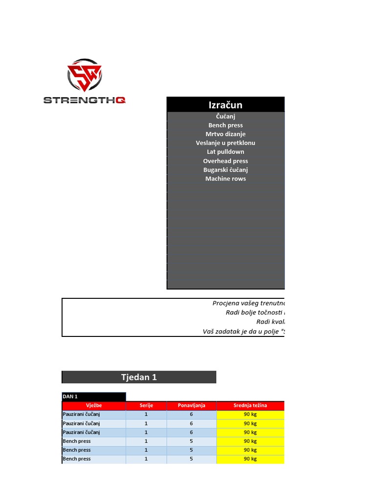 Plan Treninga Redovno Ispunjavati Medede | PDF