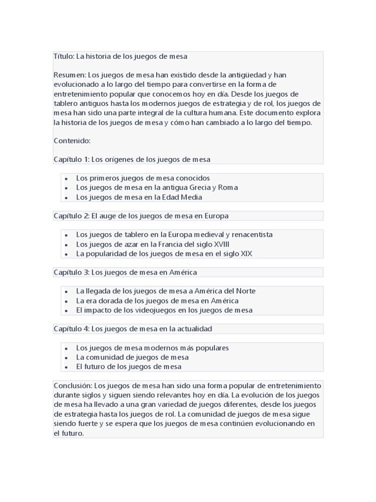 La historia de los juegos de mesa | PDF
