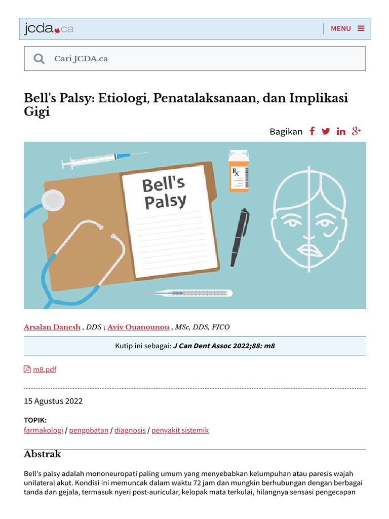 Bell's Palsy_ Etiologi, Penatalaksanaan, dan Implikasi Gigi _ jcda | PDF