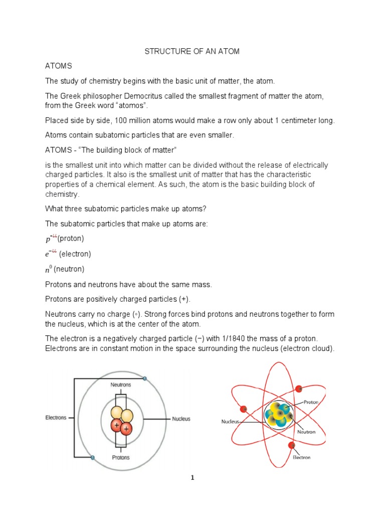 Structure of An Atom | PDF | Atoms | Chemical Elements